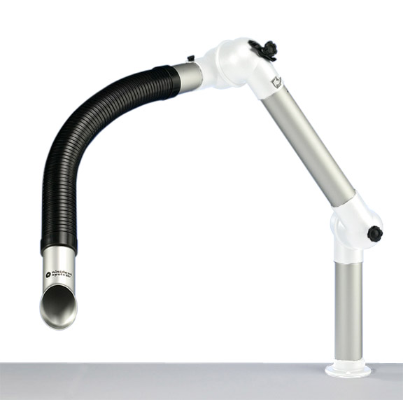 ALSIDENT Suction arm, 50 mm, flexible | table mounting, white | 900, 2 ...